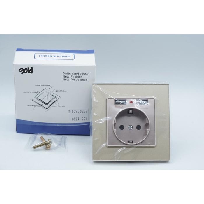 Jual Stop Kontak USB Charger Soket Dinding Gold Wall Power Socket Plug ...