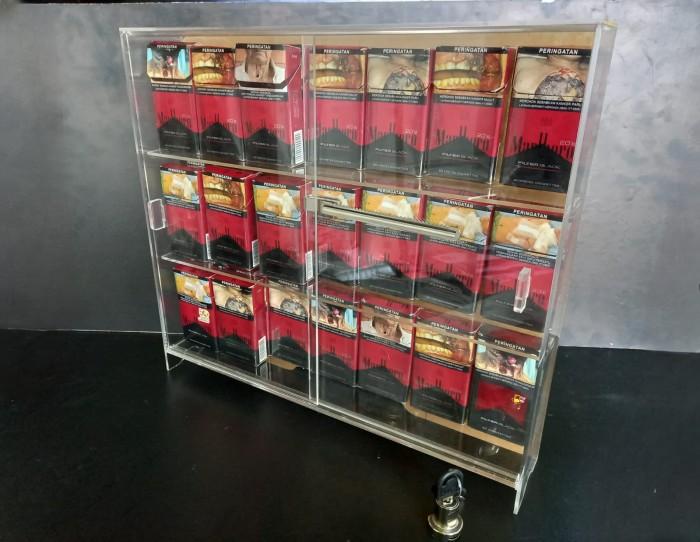 Promo Jual Akrilik Display Etalase Rokok Rak Akrilik Rokok + Kunci ...