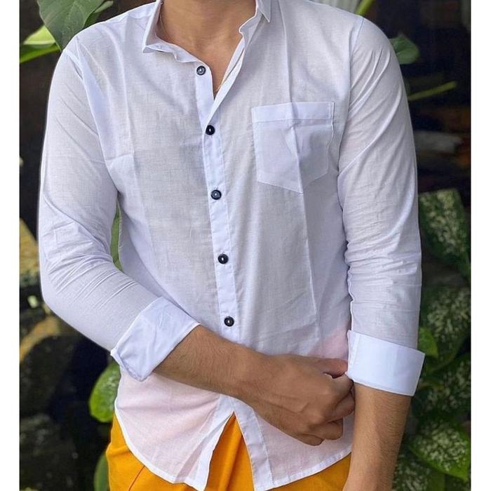 Jual KEMEJA KATUN SWISS ORIGINAL Kemeja Bali Kemeja Putih Kancing Hitam ...