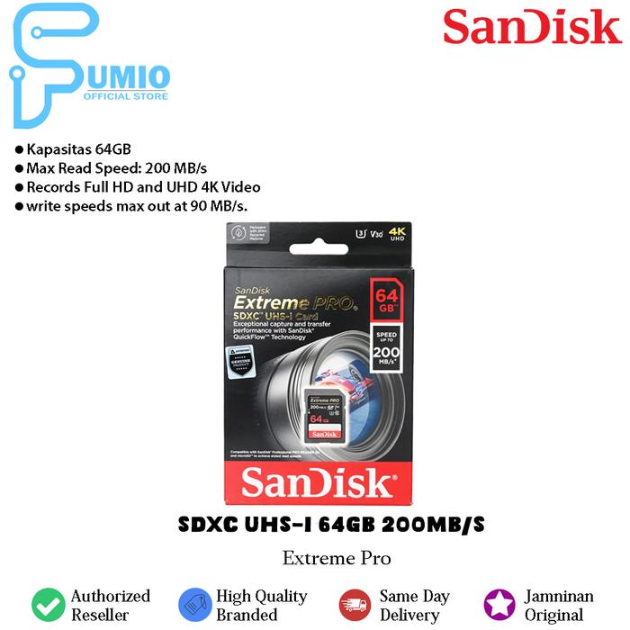 Jual Sandisk Extreme Pro SDXC 64GB UHS-I 200MB/s Original - Kota ...