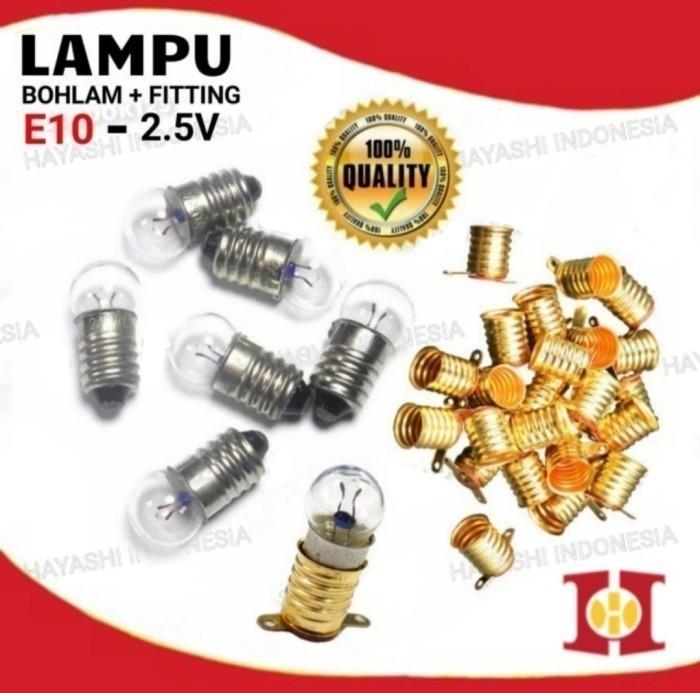 Jual Lampu Bohlam E10 Mini 2.5V Senter Drat Fitting Dudukan Lampu ...