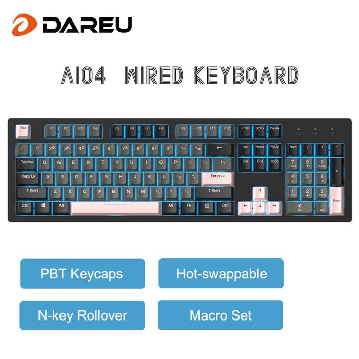 Jual DAREU 104 Keys Mechanical Keyboard PBT Keycaps Hot-swappable Type ...