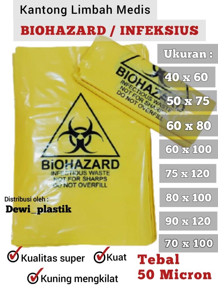 Jual Plastik Kuning Limbah Medis Infeksius / Biohazard Tebal 5 Micron ...