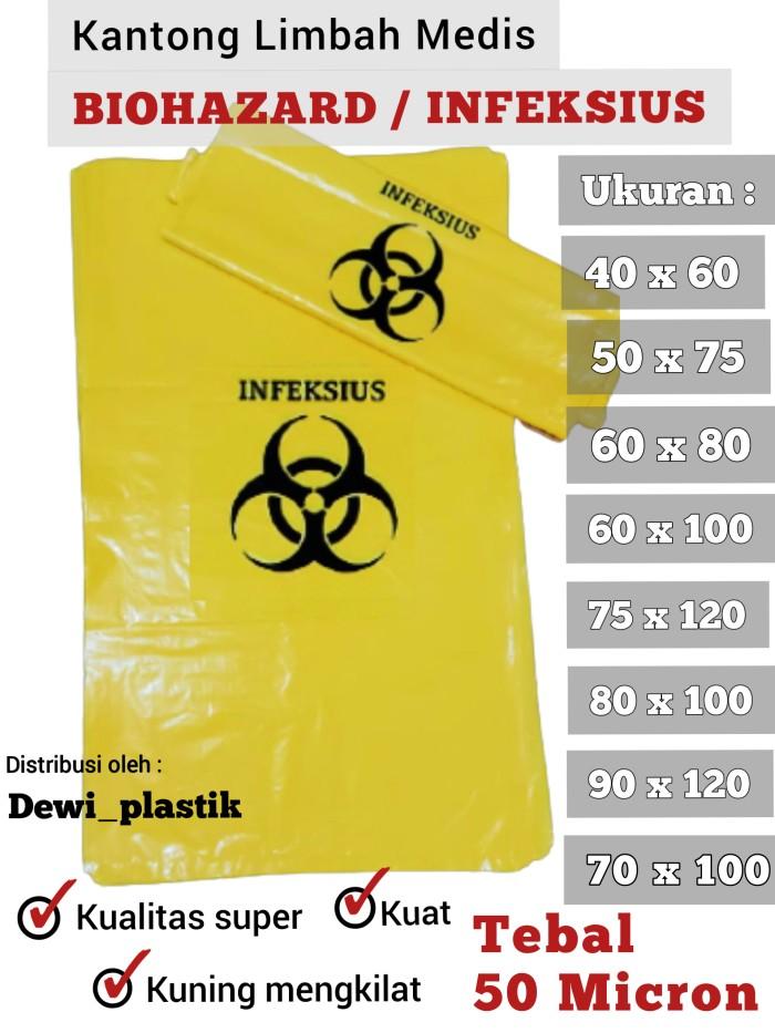 Jual Plastik Kuning Limbah Medis Infeksius / Biohazard Tebal 5 Micron ...