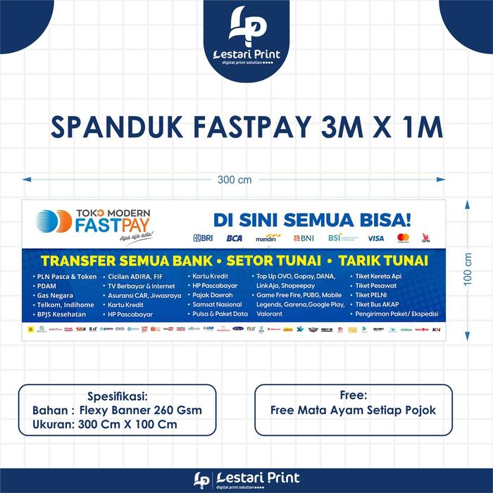 Jual SPANDUK BANNER MODERN FASTPAY / 3M X 1M / LESTARI PRINT - Jakarta ...