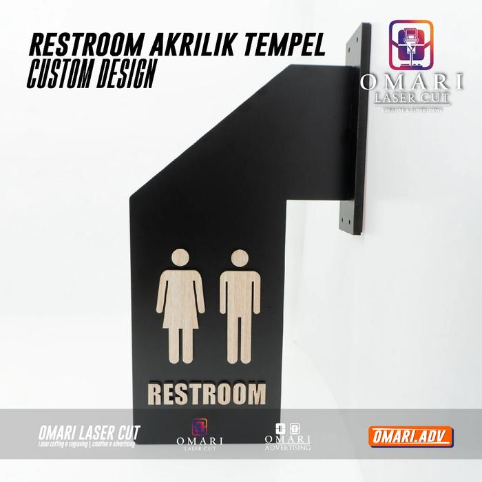 Jual Sign Toilet/Restroom Akrilik timbul -Label Penunjuk WC Restroom ...