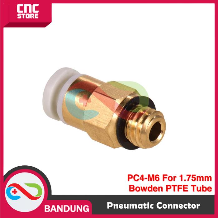 Promo PNEUMATIC CONNECTORS PC4-M6 KUNING 3D PRINTER 1.75MM BOWDEN PTFE ...