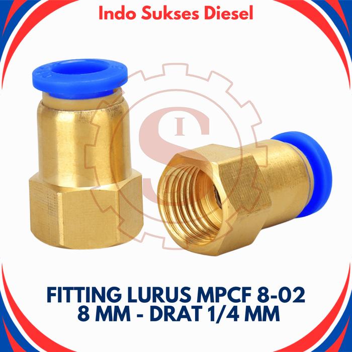 Jual MPCF 8-02 Fitting Lurus Pneumatic Selang 8mm - Drat 1/4" inch ...
