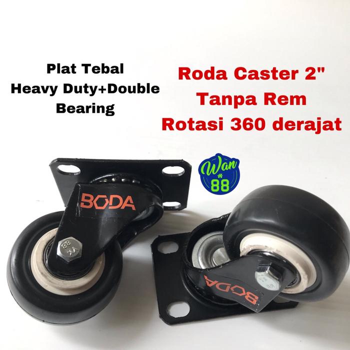 Jual Roda Caster Tanpa Rem 2” Boda Plat Tebal/Heavy Duty+ Double ...