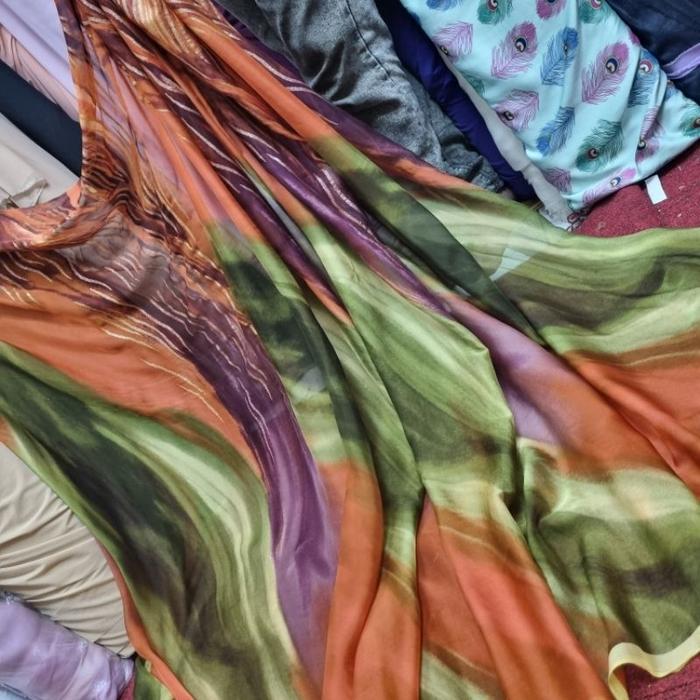Jual EH880 Kain Sifon Sutra Asli | Bahan Chiffon Silk Motif Abstrak ...