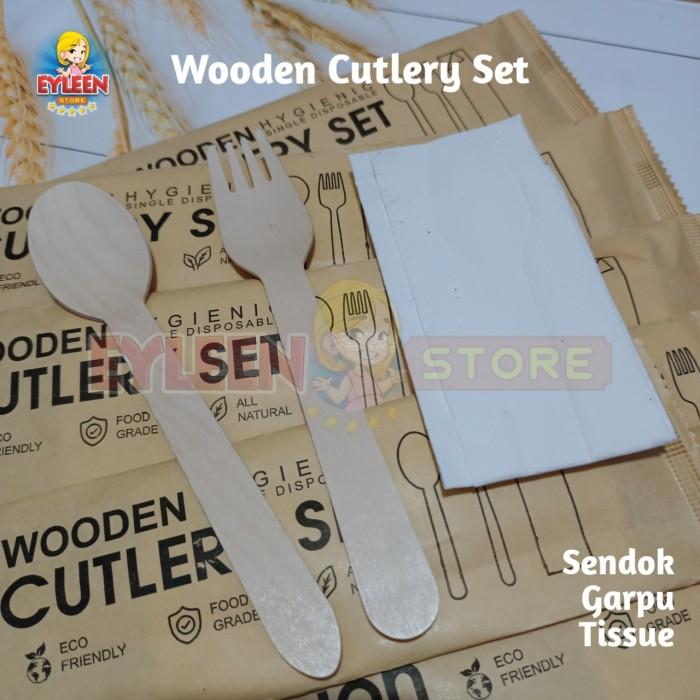 Jual Set SendoK Garpu Kayu Tissue Cover Kertas 3in1 Wooden Cutlery ...