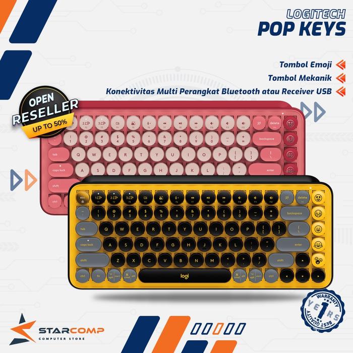 Jual Logitech POP Keys Keyboard Wireless Mechanical Compact and Emoji ...