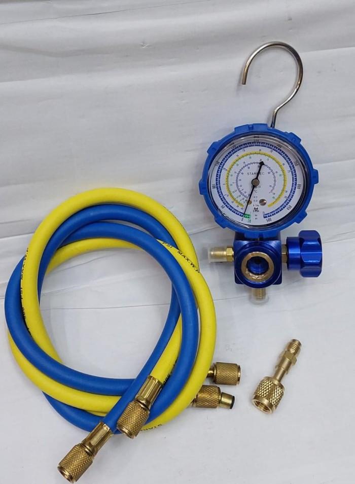 Jual NEW testing manifold AC freon R32 R410 R22selang adaptor KRAN BESI ...