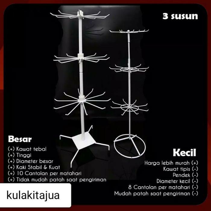 Jual Rak Display Putar Matahari 3 Susun Tinggi 75 Cm Besi Kuat Tebal ...