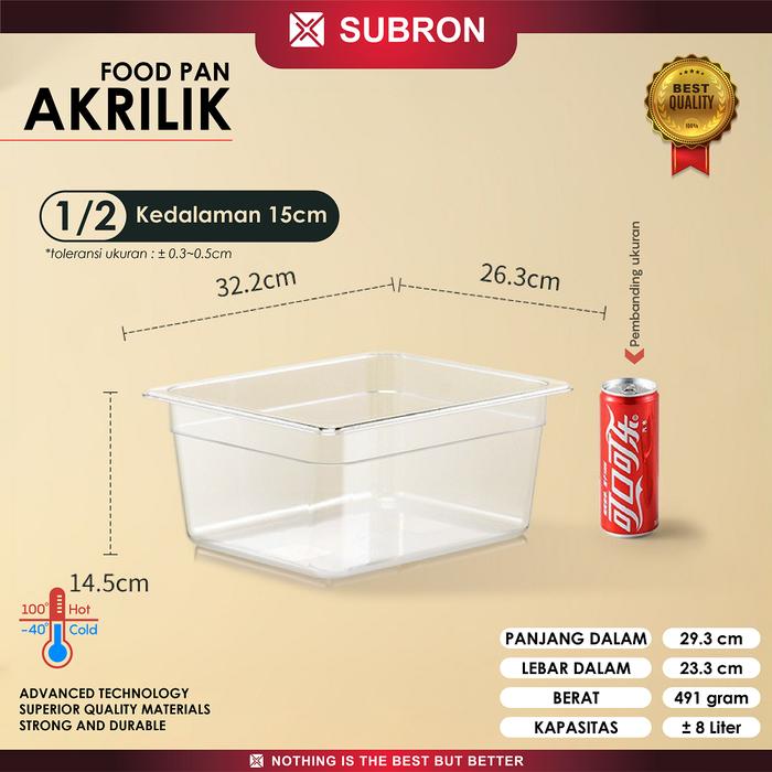 Promo SUBRON Gastronom Food Pan Akrilik 1/2/15 Kedalaman 15cm Wadah ...