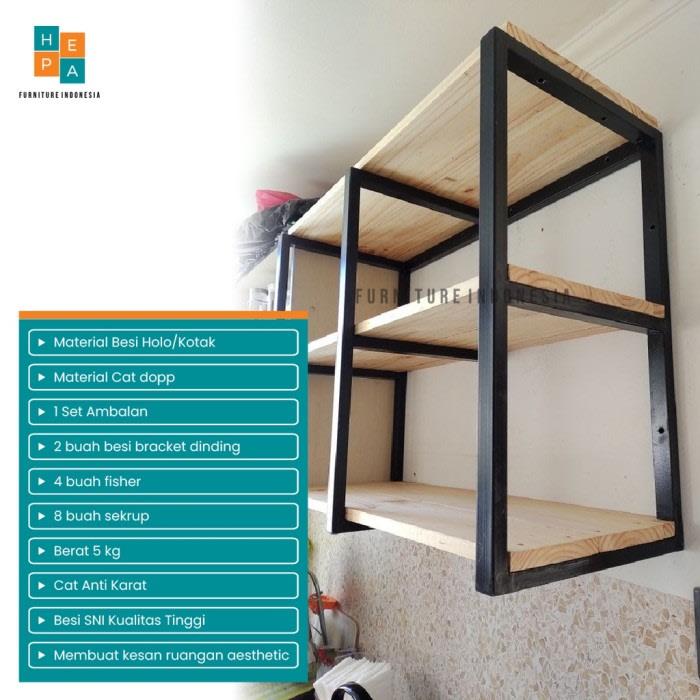 Jual Kitchen Set Atas Papan Ambalan Besi Industrial Furniture Rak ...