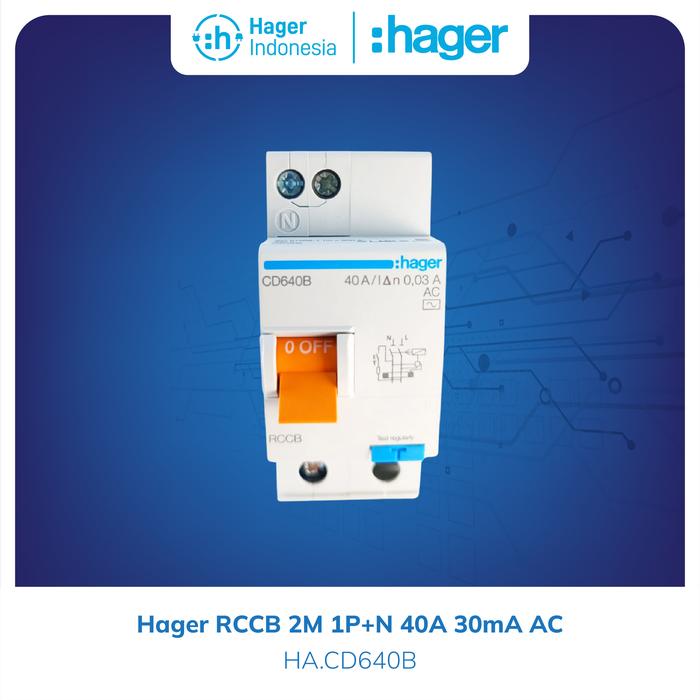 Promo Hager RCCB / ELCB 2P 40A 40 Ampere Type CD640B - Sensitivy 30mA AC - Jakarta Barat - Hager ...