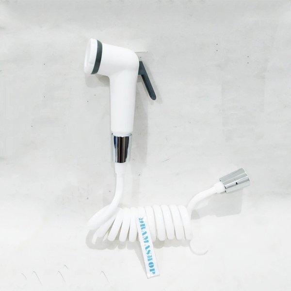 Jual Set Hand Jet Shower selang cebok wc duduk Karet Spiral putih 1.5m ...