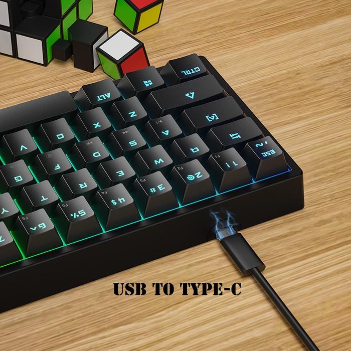 Jual LEAVEN K620 keyboard mechanical tkl rgb type-c wired blue switch ...
