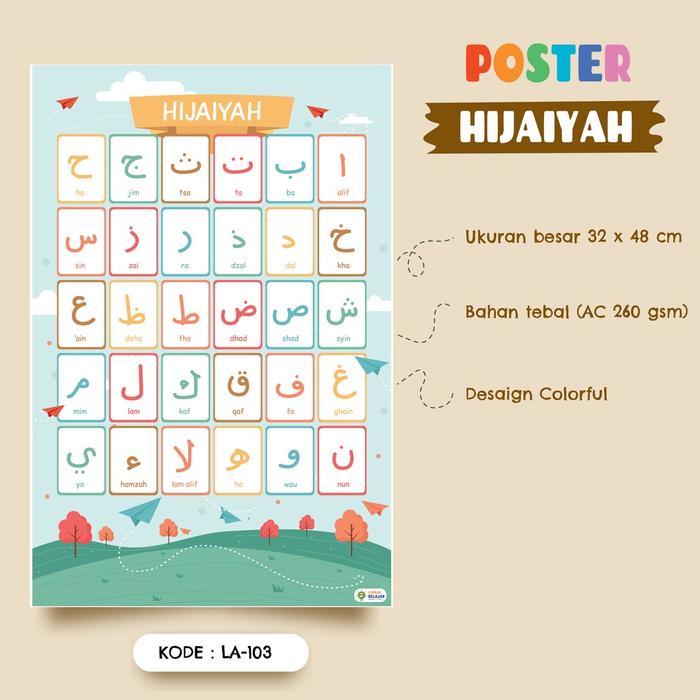 Jual Poster Edukasi Hiyaiyah - Poster Belajar Huruf Hijaiyah - Poster ...