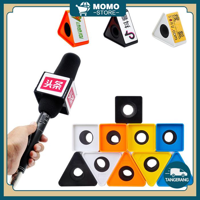 Jual murah Mic Holder Mikrofon Interview Triangle Dan Cube Logo Flag ...