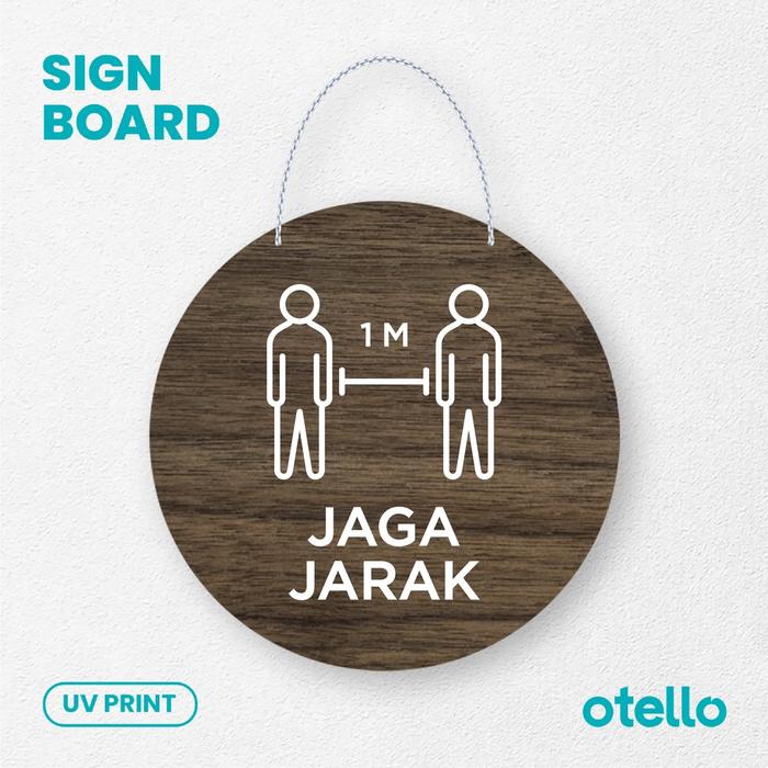 Jual Jaga Jarak Sign Board Kayu Print Wood Signage Papan Penanda ...