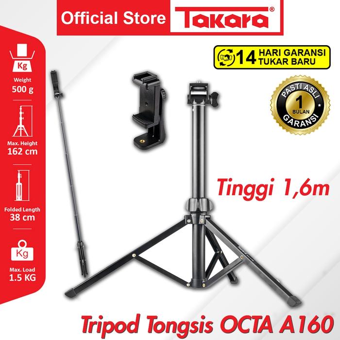 Jual Takara OCTA A160 Multi Function Tripod Selfie Stick Light Stand ...