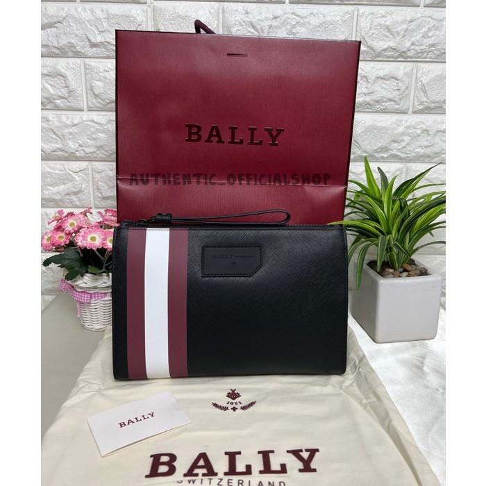 Jual Bally Clutch Bag in Saffiano Leather With Striped Band Original ...