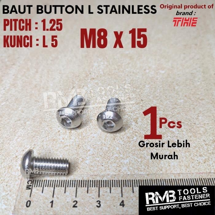 Jual Baut L Button M8x15 Stainless Steel 304 A2-70 Tahan Karat Kunci L5 ...