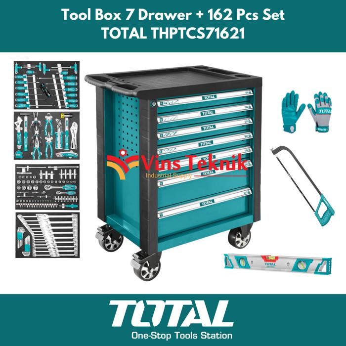 Jual Toolbox trolly kabinet 7 Drawer 162pcs SET Tool box TOTAL THPTCS71621 - Kota Bekasi ...