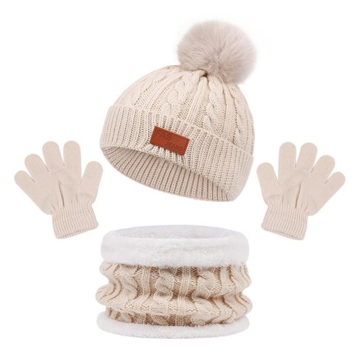 Jual Topi Scarf Gloves Set Anak Musim Dingin Winter - Set-Beige - Kota ...