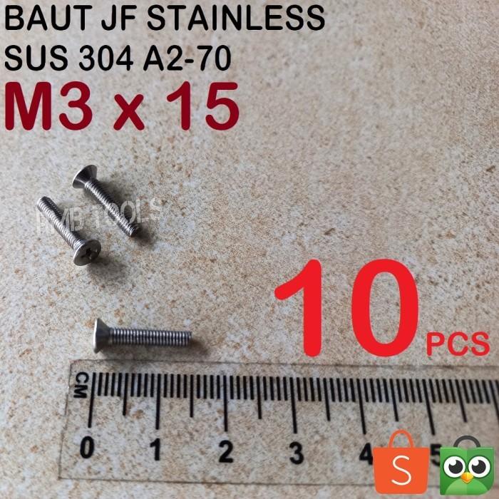 Jual Baut JF M3x15 Stainless Steel 304 Obeng Plus Flat Head Tahan Karat M3 - Kota Tangerang ...