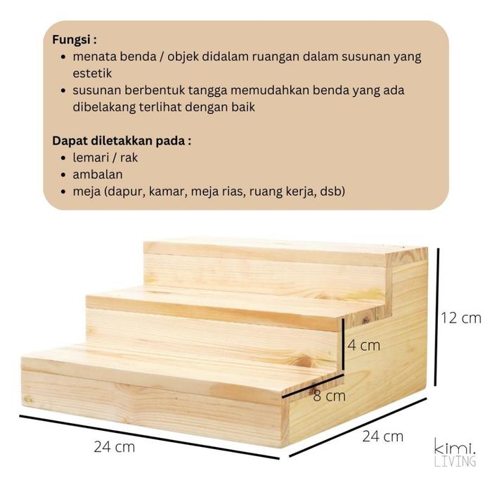 Jual #YJK - KIMI LIVING - HASHIGO 3 TIER WOODEN RISER / Rak Tangga 3 ...