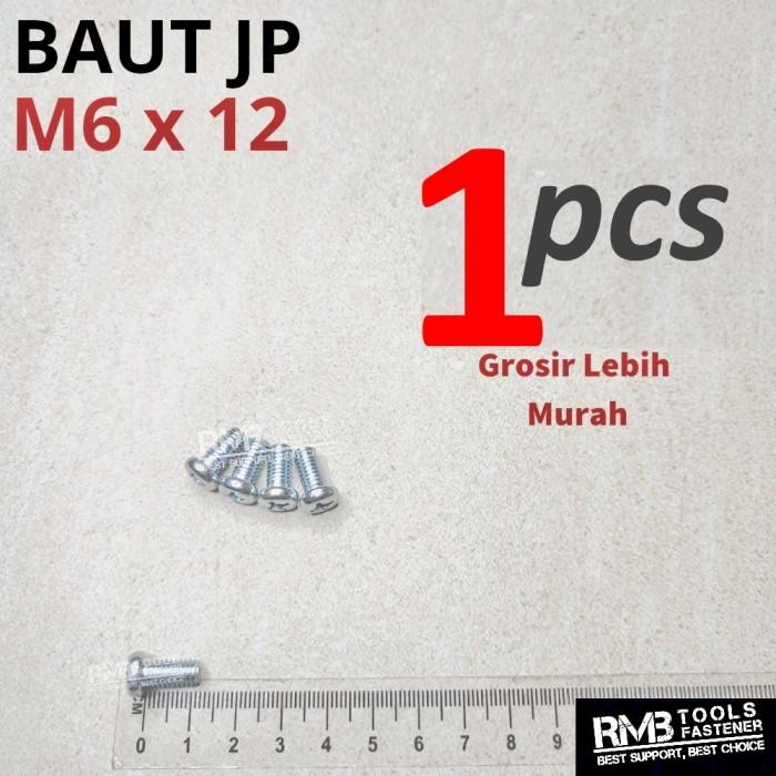 Jual Baut JP M6x12 Panjang 1.2cm Putih Galvanis M6 / Sekrup Skrup JP M6 ...