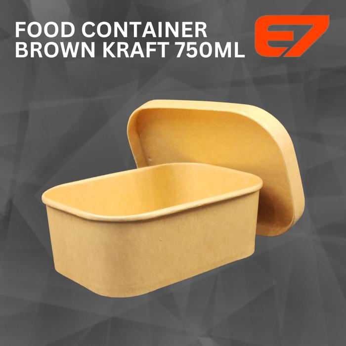 Jual Kraft Food Container + Lid Brown Kraft 750ml - Food Box, Lunch Box ...