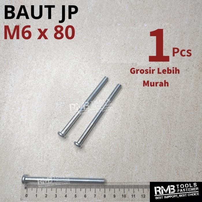 Jual Baut JP M6x80 Panjang 8cm Putih Galvanis M6 / Sekrup Skrup JP M6 ...
