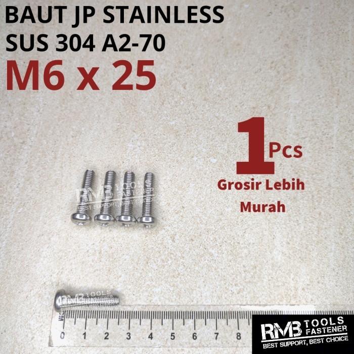 Jual M6x25 Baut JP Stainless M6 Steel SUS 304 A2-70 Kepala Bulat Obang Plus - Kota Tangerang ...