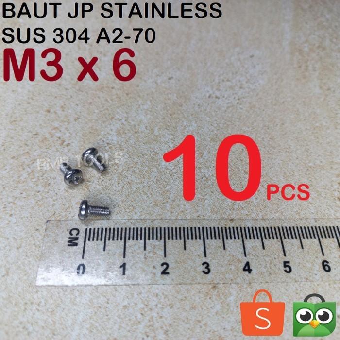 Jual Baut JP M3 x 6 Stainless Steel / Baut JP Stainless M3 x 6 mm SUS ...