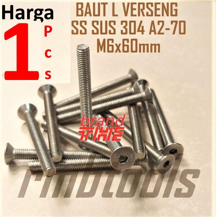 Jual Baut JF Kunci L M6 x 60 Stainless 304 Verseng Countersunk A2-70 M6 - Kota Tangerang Selatan ...