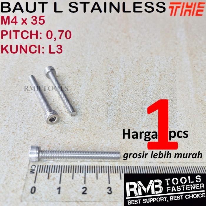 Jual Baut L M4x35 Cap Stainless SUS 304 Grade A2-70 Kunci L3 Pitch 0.70 M4 - Kota Tangerang ...