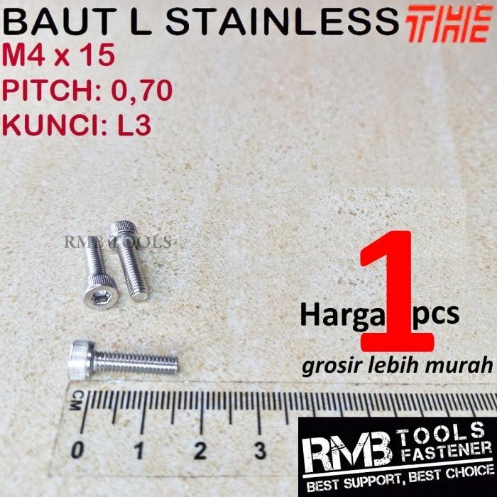 Jual Baut L M4x15 Cap Stainless SUS 304 Grade A2-70 Kunci L3 Pitch 0.70 M4 - Kota Tangerang ...