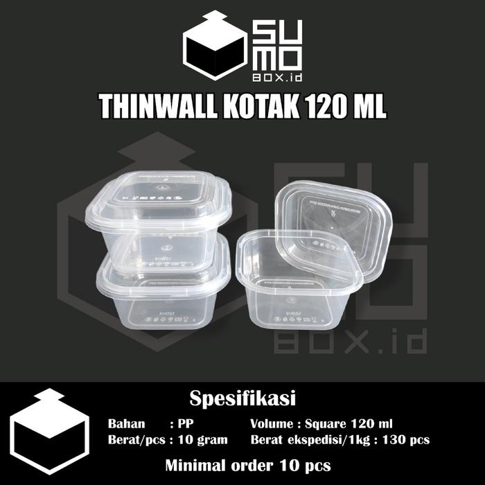 Jual Thinwall Square Mini 120ml / Kotak Plastik Kecil Wadah Dessert ...