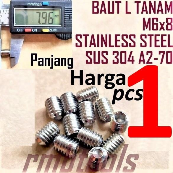 Jual Baut L M6x8 Tanam L-Set Stainless Steel Grade A2-70 Kunci L3 M6 ...