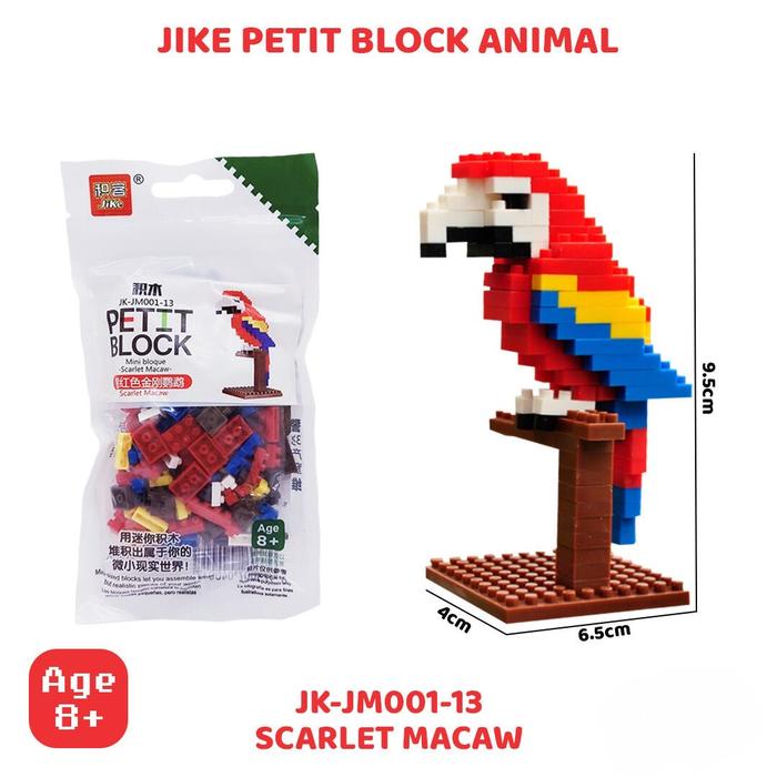 Jual Jike Petit Block Mini Building Block Animal Series - Scarlet Macaw ...