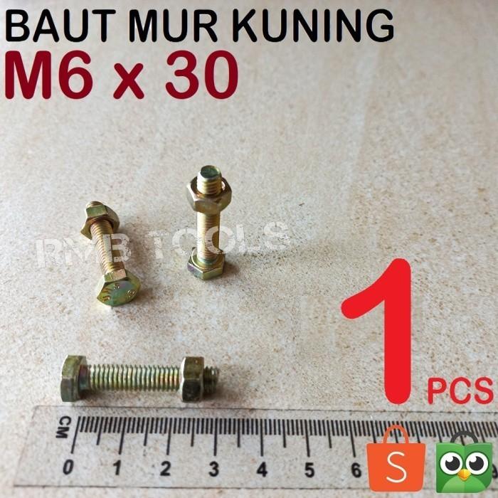 Jual Baut Mur Kuning Hex M6x30 3cm Besi Galvanis BMK Hexagon M6 Kunci 10 - Kota Tangerang ...