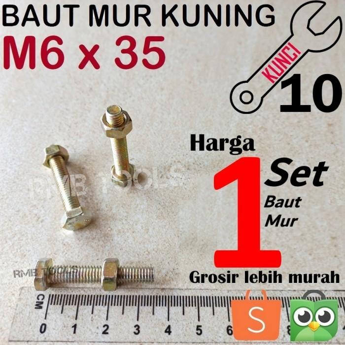 Jual Baut Mur Kuning Hex M6x35 3.5cm Besi Galvanis BMK Hexagon M6 Kunci 10 - Kota Tangerang ...