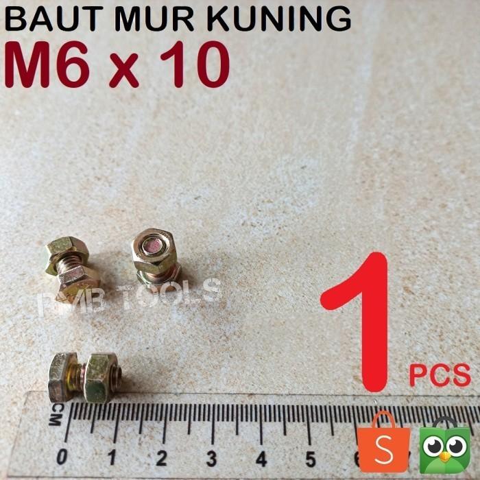 Jual Baut Mur Kuning Hex M6x10 1cm Besi Galvanis BMK Hexagon M6 Kunci 10 - Kota Tangerang ...