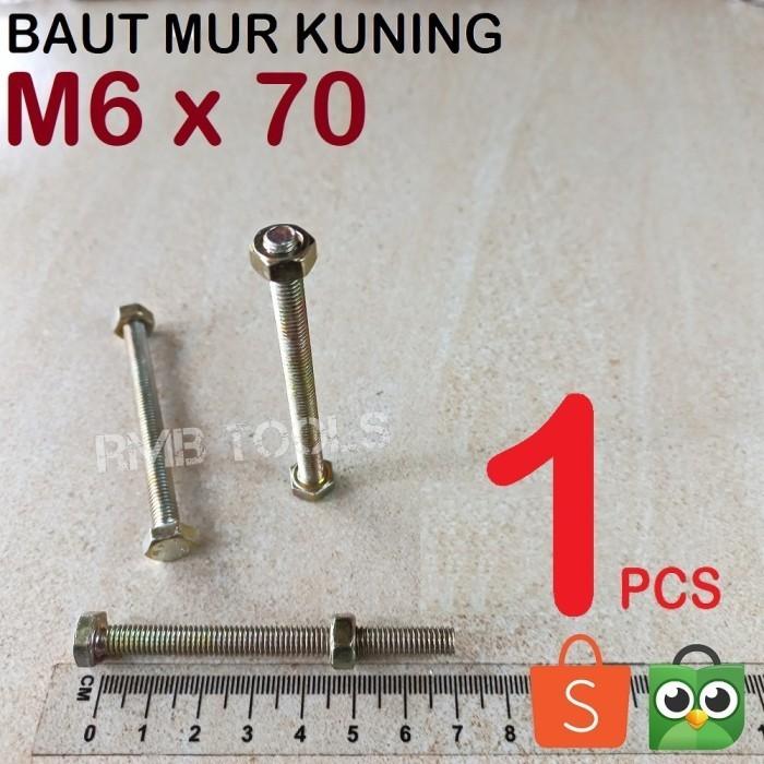 Jual Baut Mur Kuning Hex M6x70 7cm Besi Galvanis BMK Hexagon M6 Kunci 10 - Kota Tangerang ...