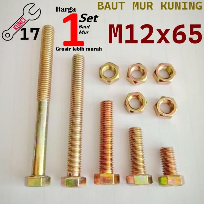 Jual Baut Mur Kuning Hex M12x65 Besi Galvanis BMK Hexagon M12 Kunci ...