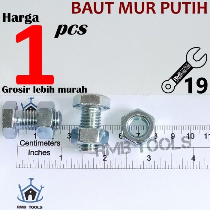 Jual Baut Mur Putih Hex M12x25 2.5cm Besi Galvanis BMP Hexagon Kunci 19 M12 - Kota Tangerang ...